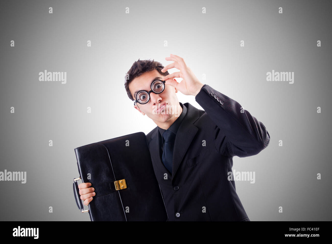 Nerd businessman against the gradient Stock Photo - Alamy