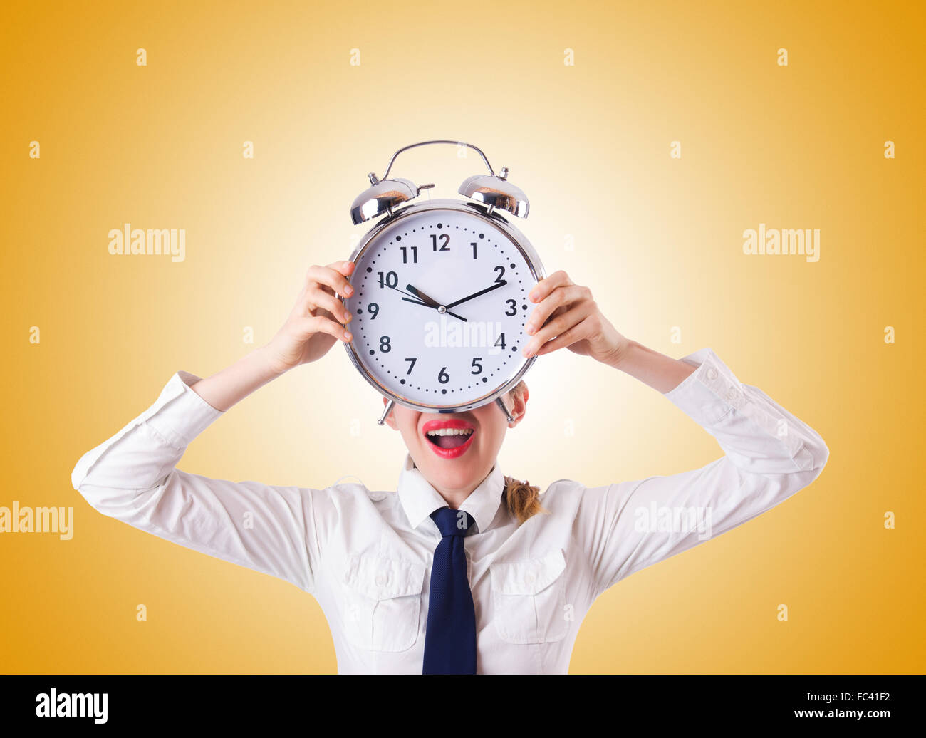 Woman businesswoman with giant clock Stock Photo - Alamy Woman businesswoman with giant clock Stock Photo - Alamy