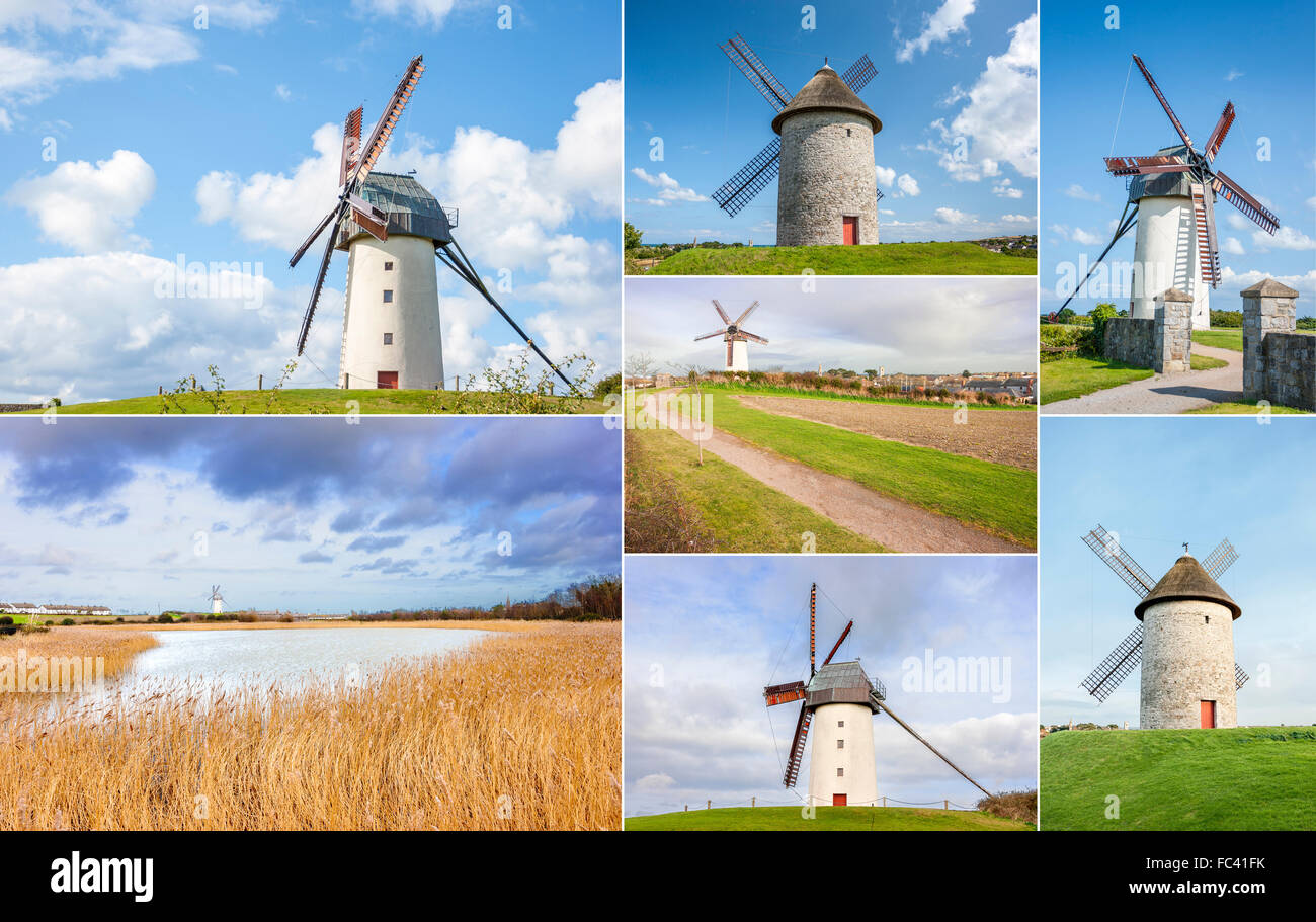 Collage of Rural Scene of Skerries Traditional Old Windmill Stock Photo ...