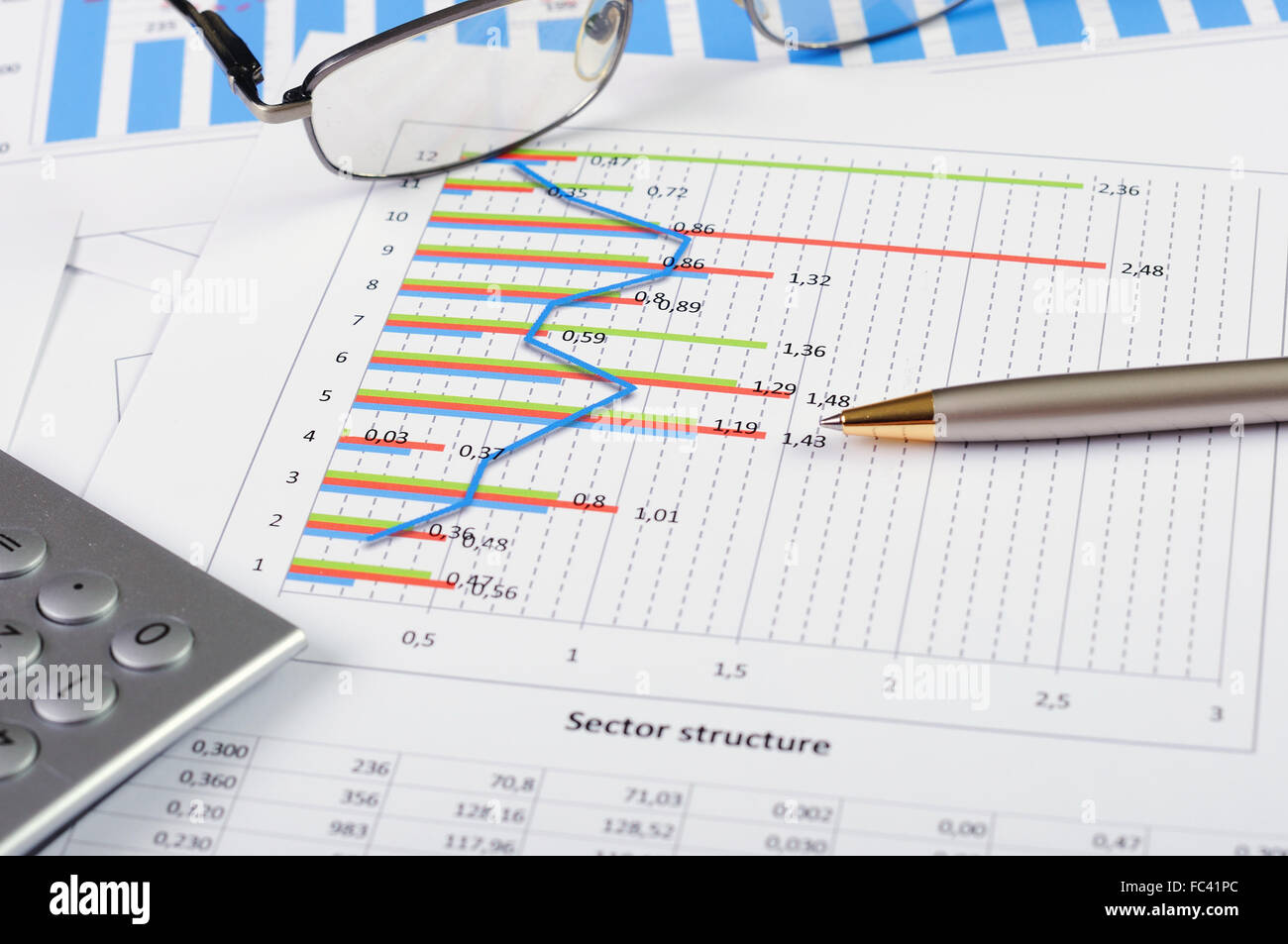 Charts and graphs of sales - a symbol of successful corporate business ...