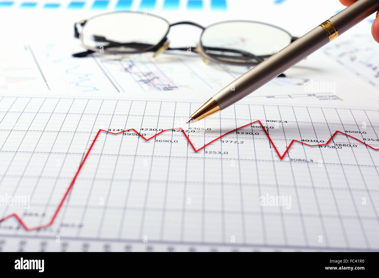 Charts and graphs of sales - a symbol of successful corporate business ...