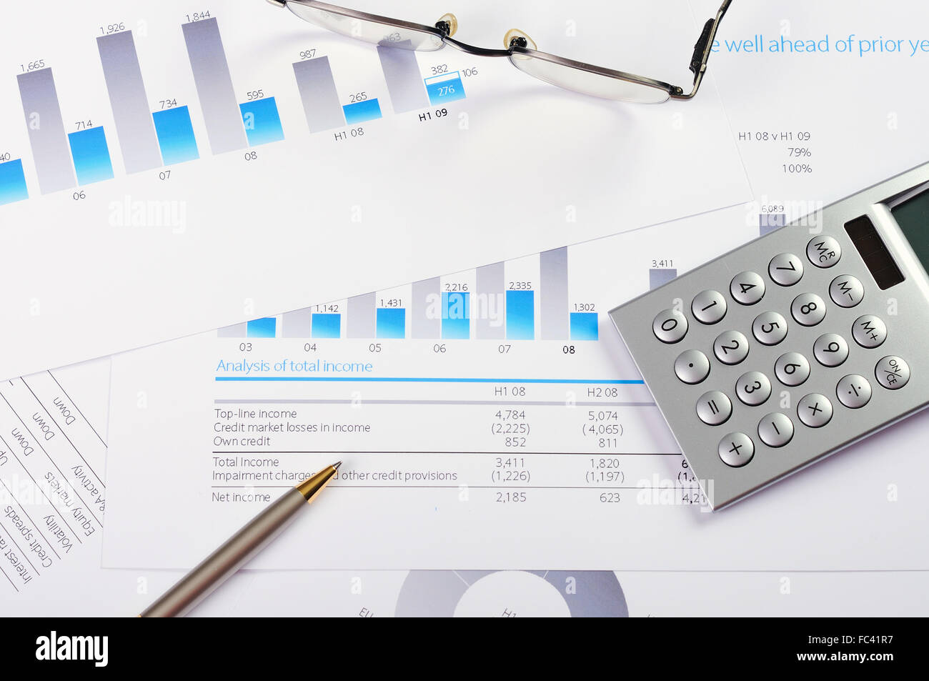 Charts and graphs of sales - a symbol of successful corporate business ...