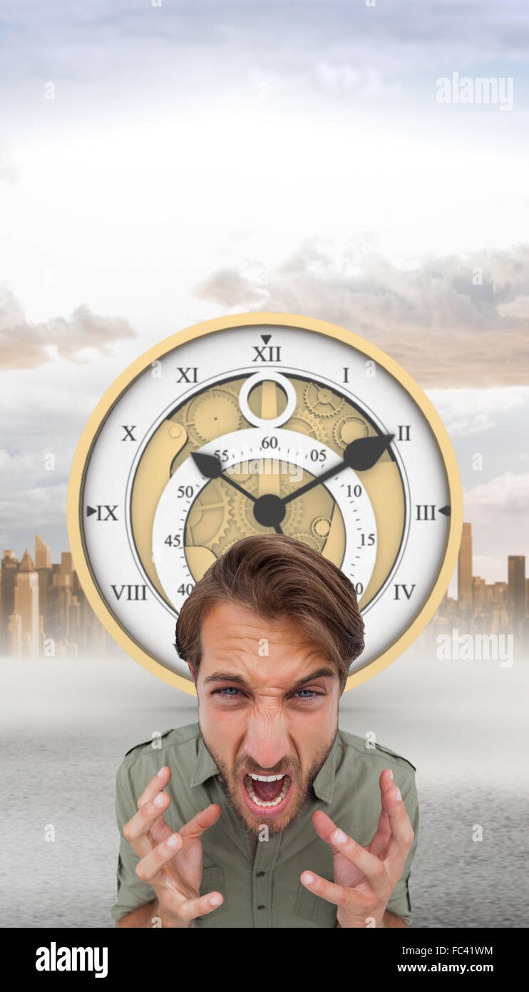 Composite image of overhead angle of frustrated man Stock Photo - Alamy