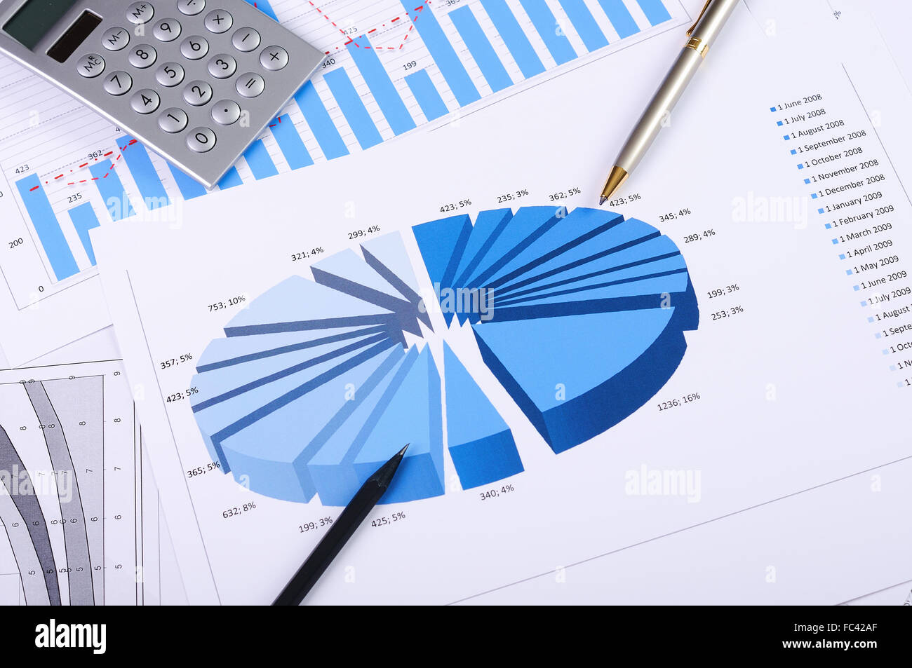 Charts and graphs of sales - a symbol of successful corporate business ...