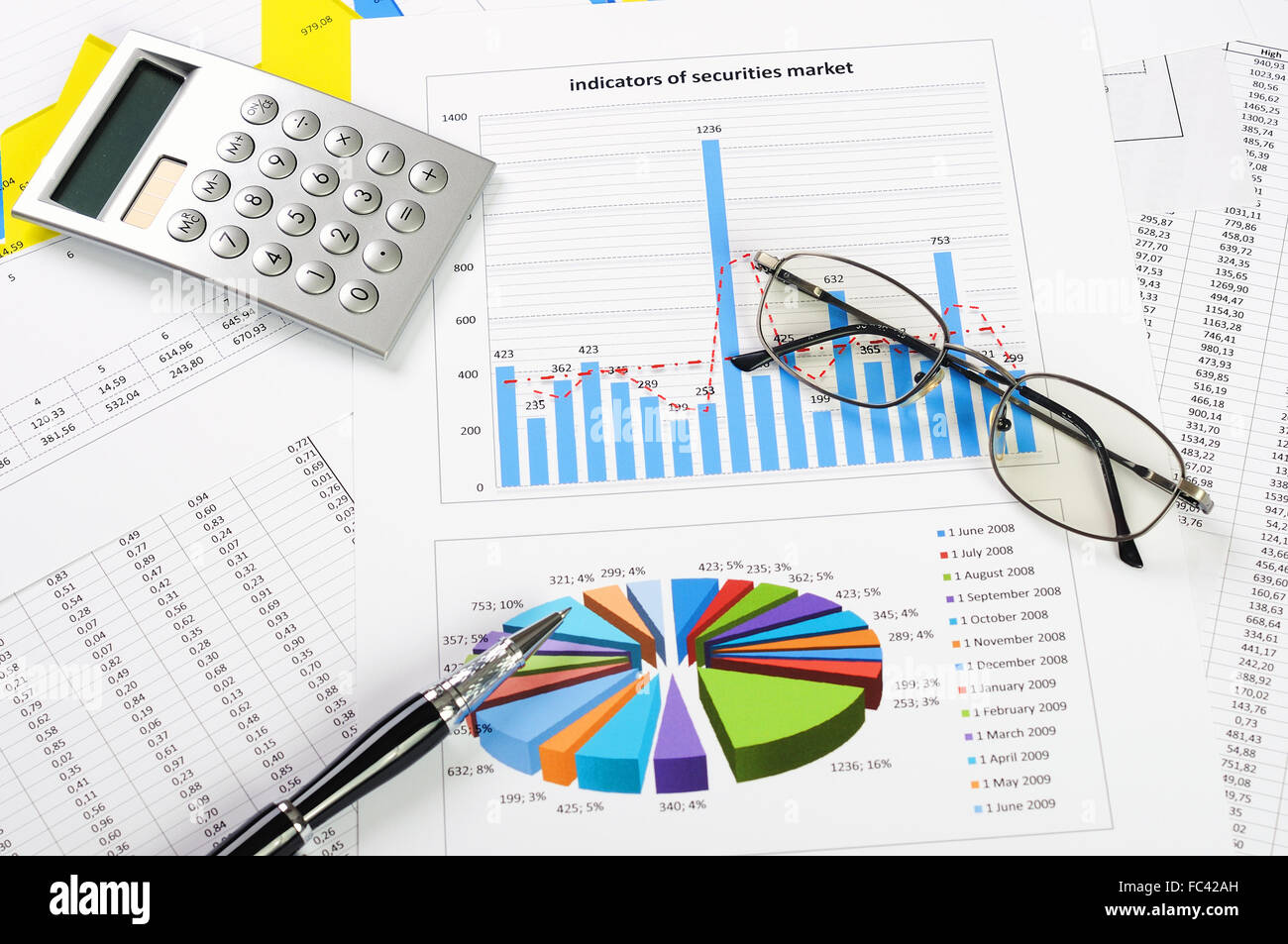 Charts and graphs of sales - a symbol of successful corporate business ...