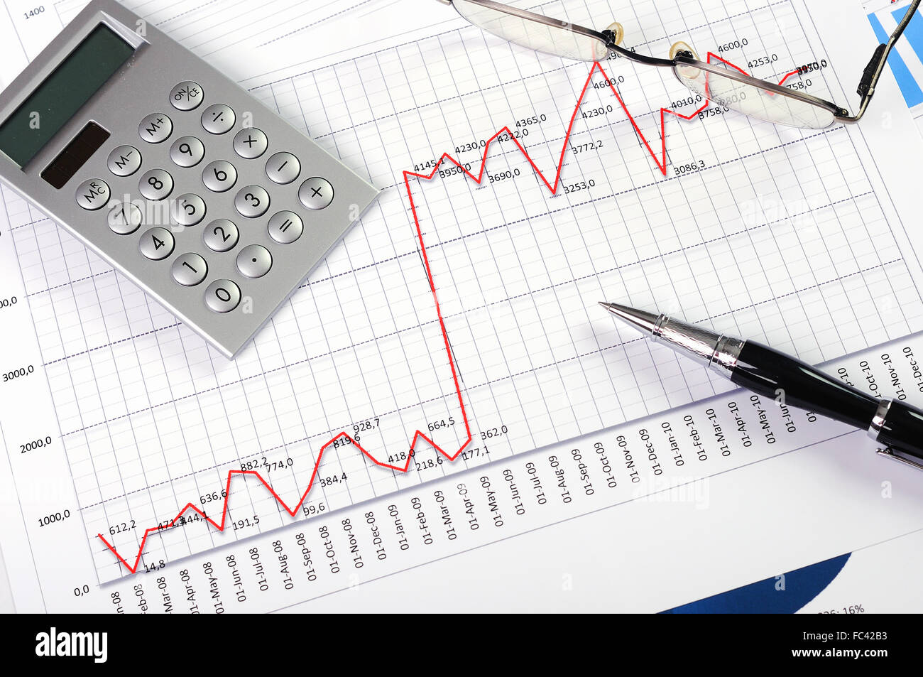 Charts and graphs of sales - a symbol of successful corporate business ...