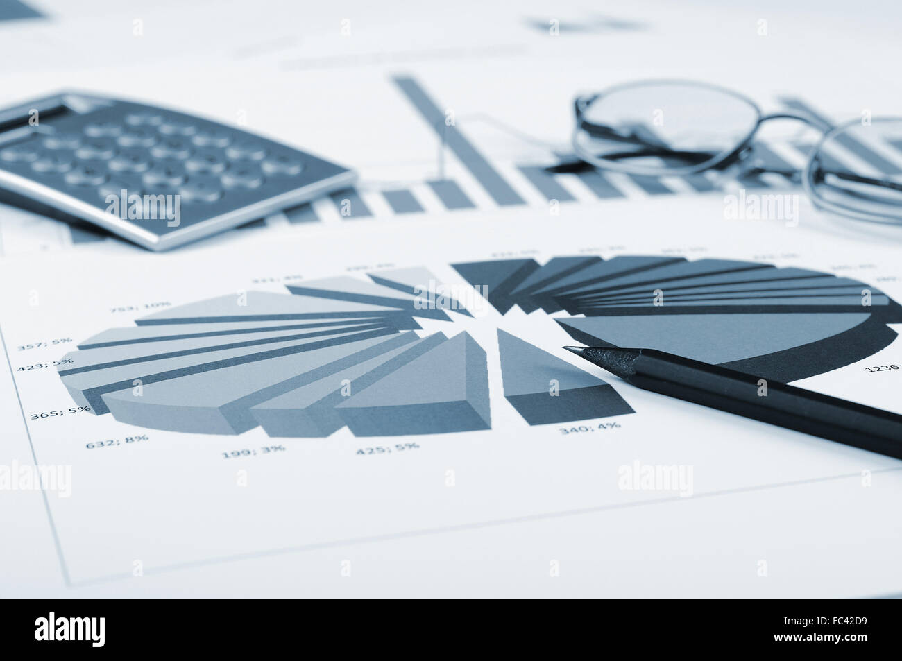 Charts and graphs of sales - a symbol of successful corporate business ...