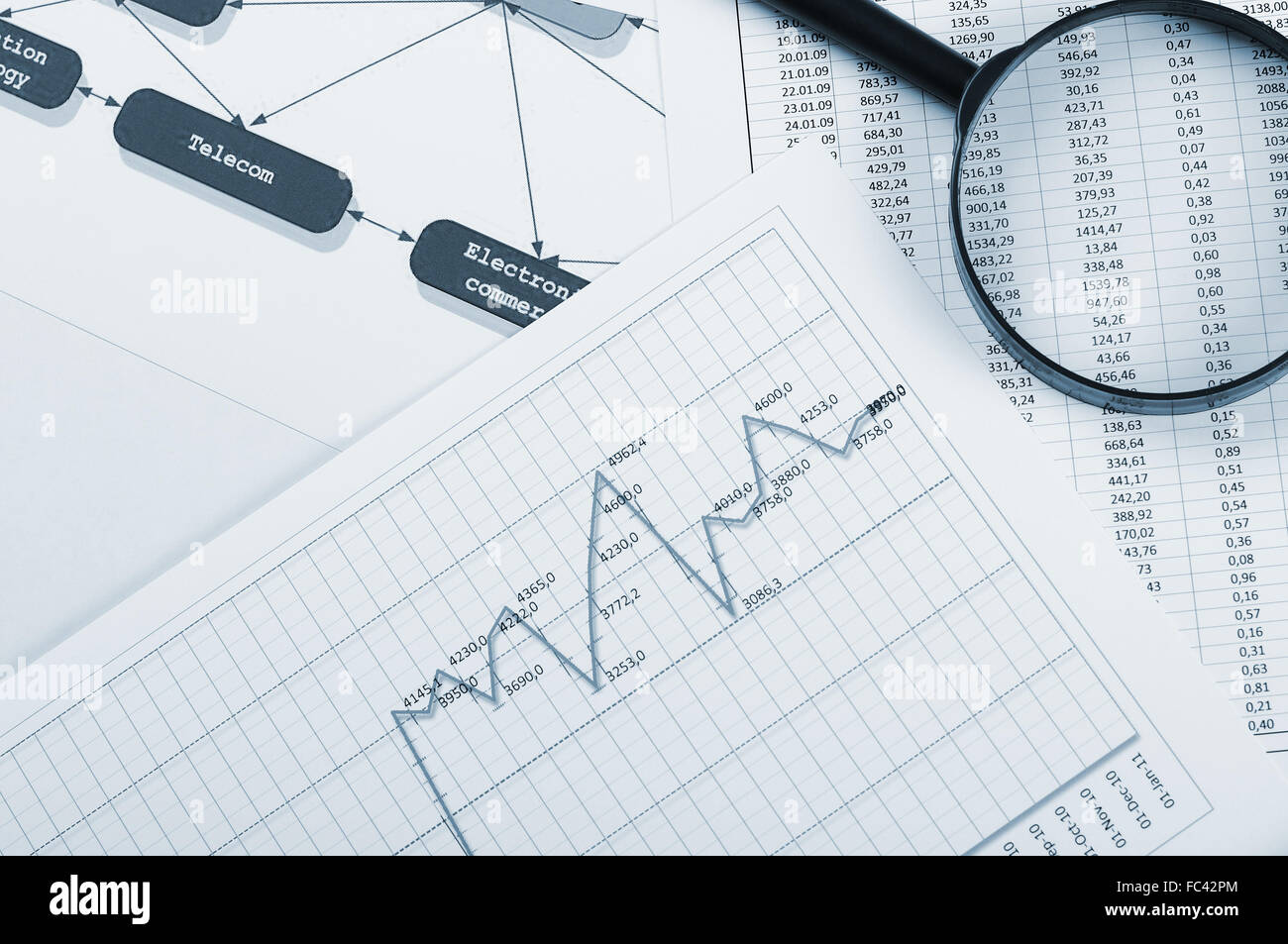Charts and graphs of sales - a symbol of successful corporate business ...