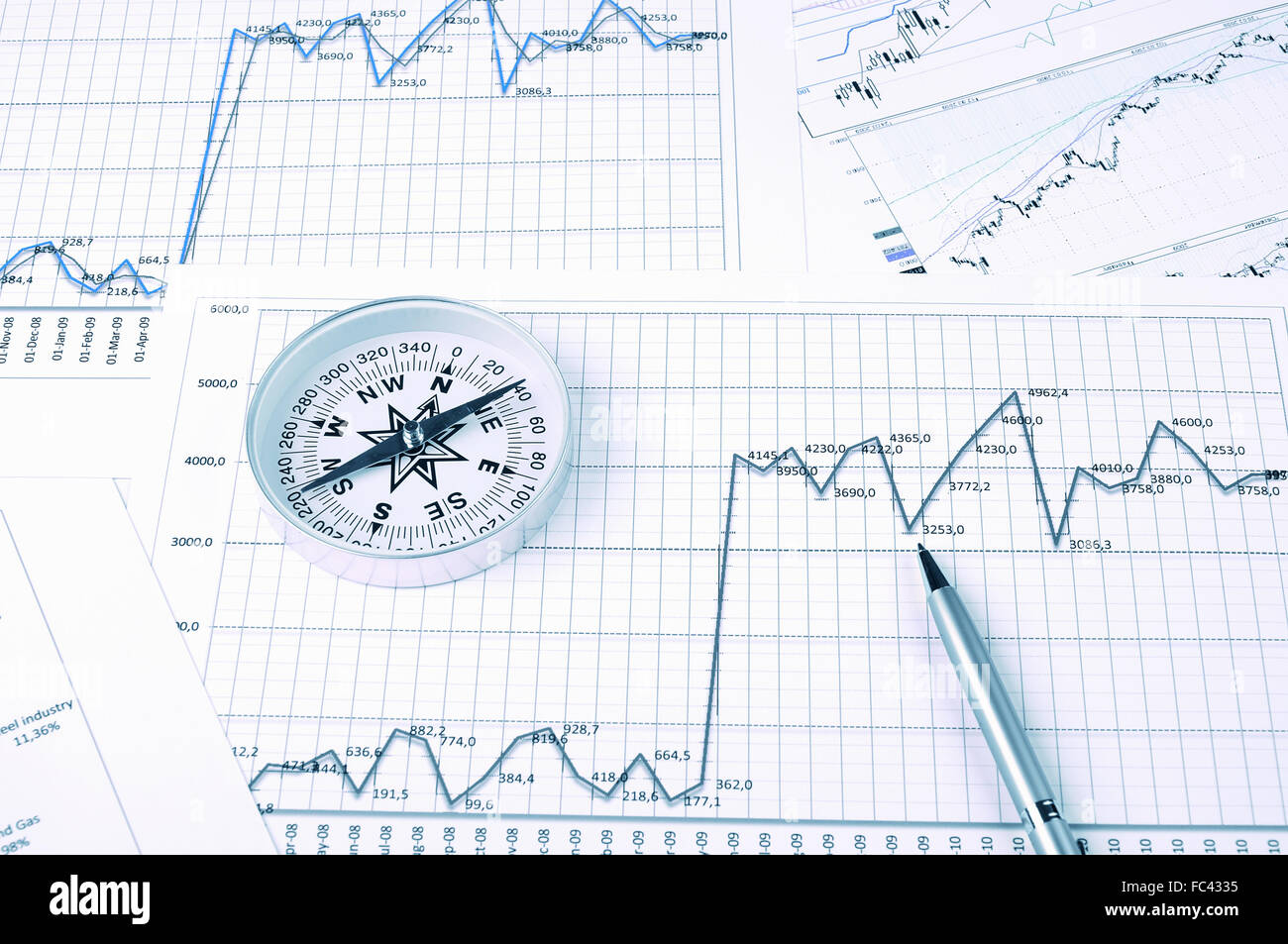 Graphs and charts. Workplace businessman Stock Photo - Alamy