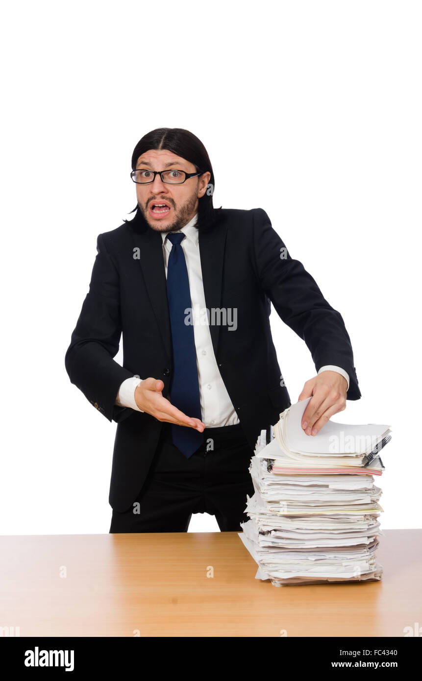 Businessman overwhelmed and stressed from paperwork Stock Photo - Alamy
