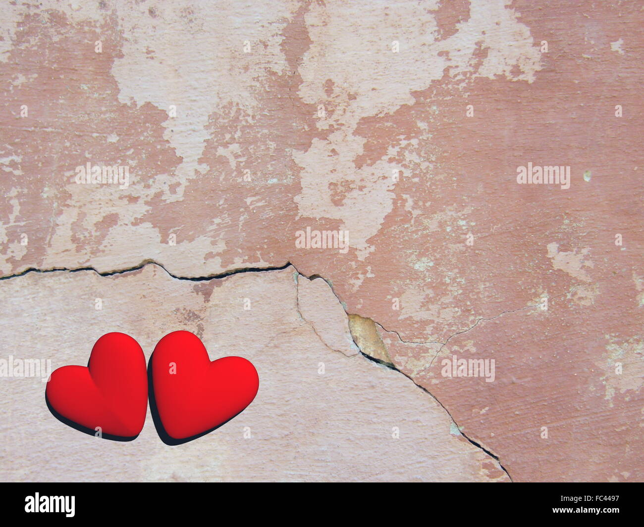 Tow red hearts in vintage background for Happy Valentine's day Stock ...