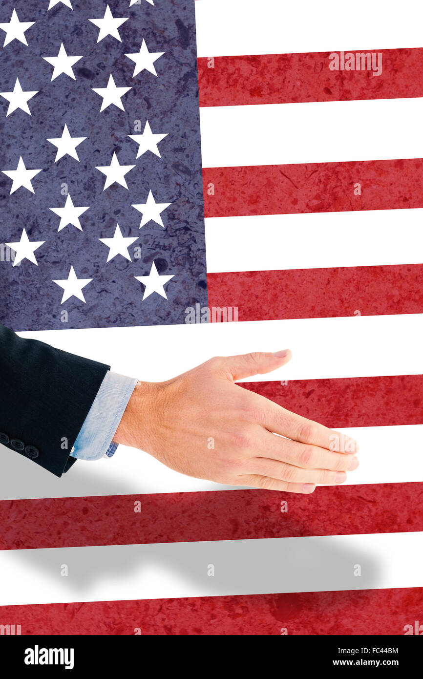 Composite image of businessman ready to shake hand Stock Photo - Alamy
