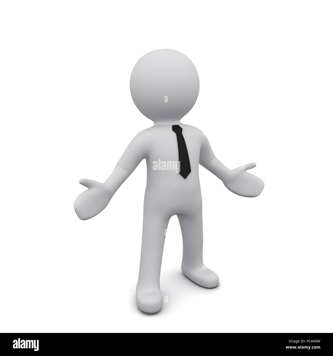 Three-dimensional man in a black tie isolated on a white background ...