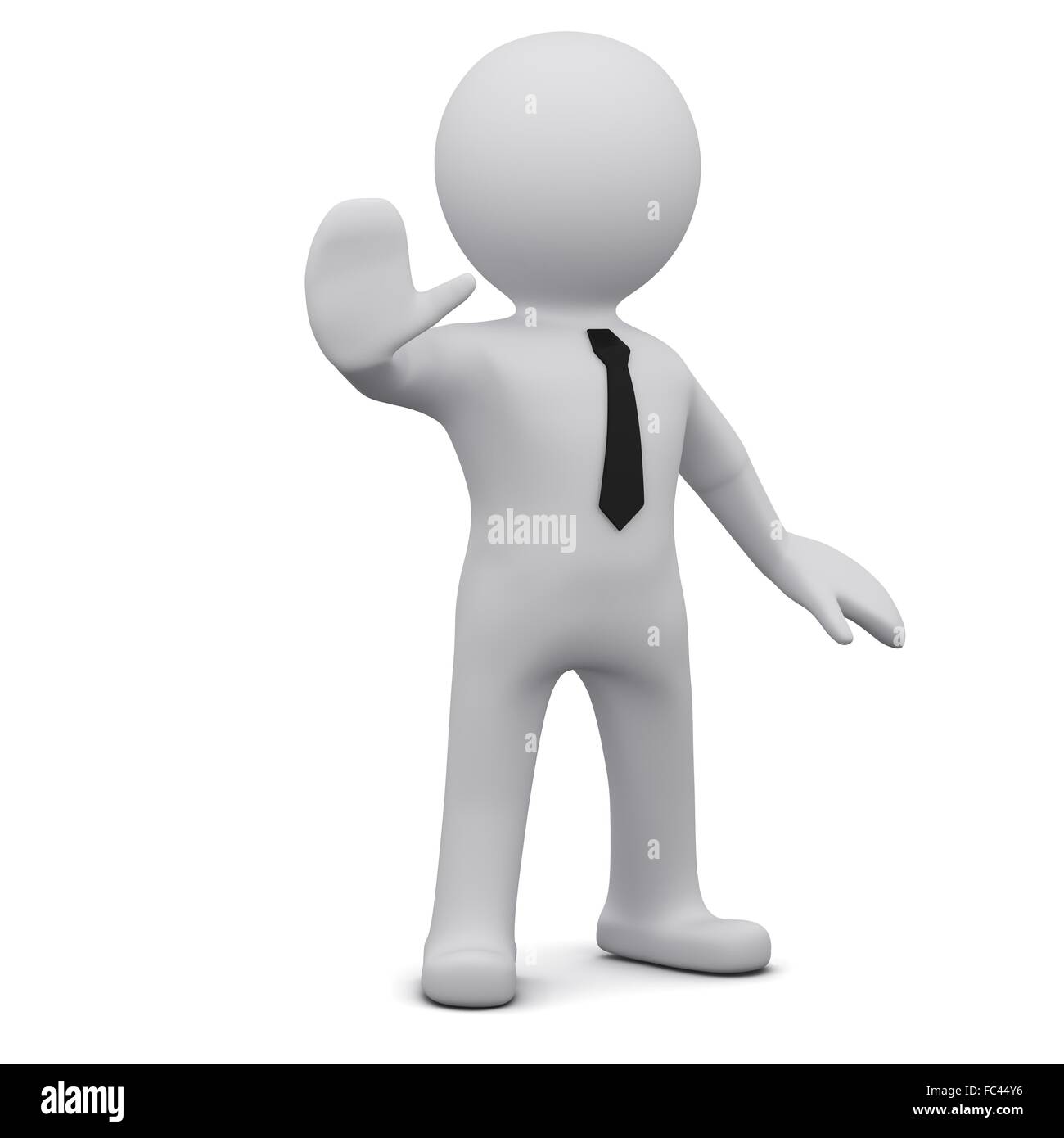Three-dimensional man in a tie with outstretched hand. Stop sign Stock ...