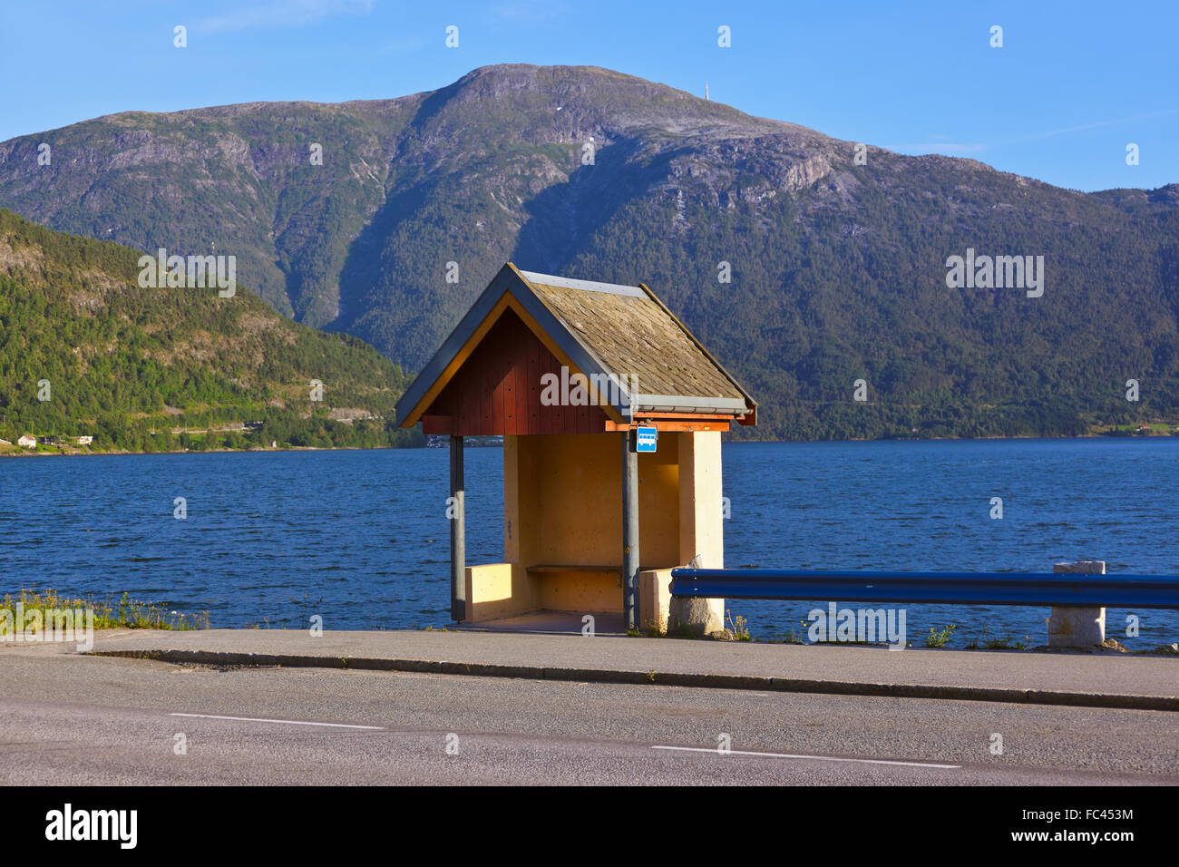 Bus stop in Sogndal - Norway Stock Photo - Alamy
