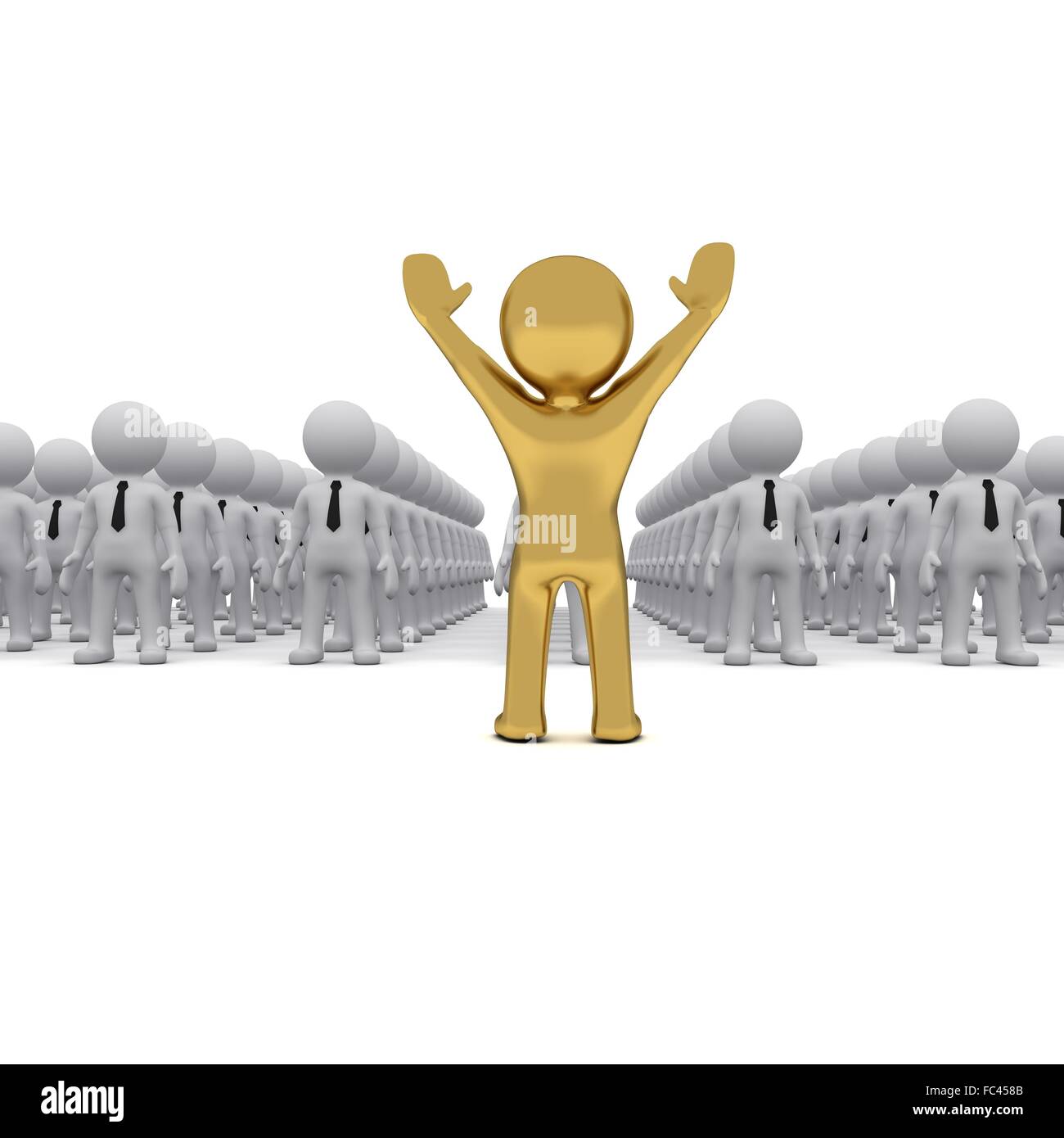 3D man in front of crowd of white 3D fellows Stock Photo - Alamy