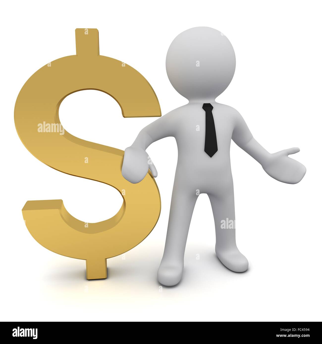 Three-dimensional man and the dollar sign from the yellow metal.Series ...