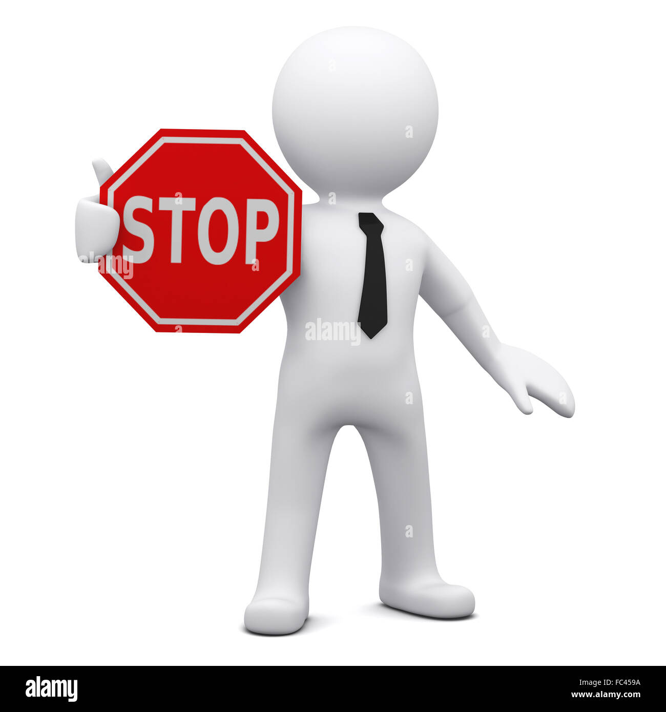 3d white people stop sign hi-res stock photography and images - Alamy
