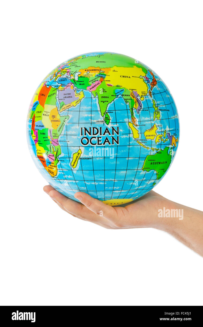 Hand with globe Stock Photo - Alamy