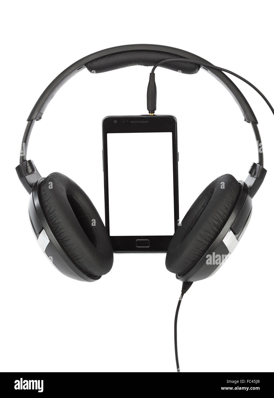 Mobile phone and headphones Stock Photo - Alamy