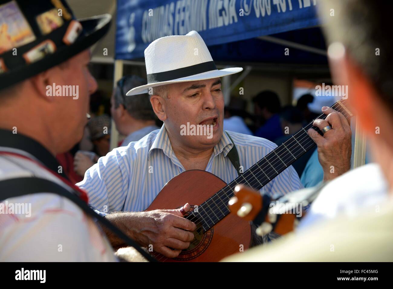 La Caleta, Costa Adeje, Tenerife. 20th January, 2016. Musicians entertain the crowds at the ...