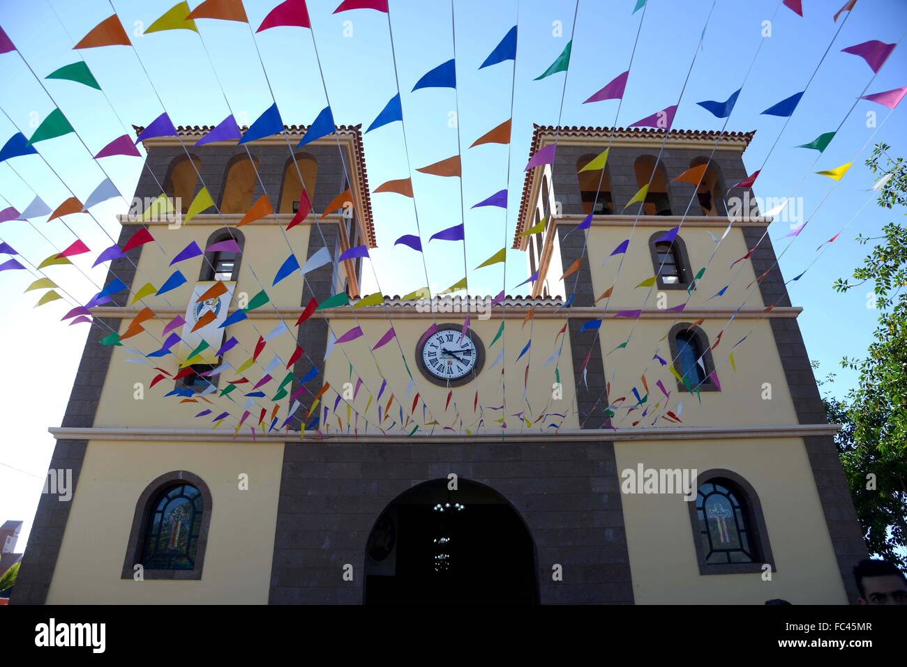 La Caleta, Costa Adeje, Tenerife. 20th January, 2016. Church of San Sebastian at Festival of San ...