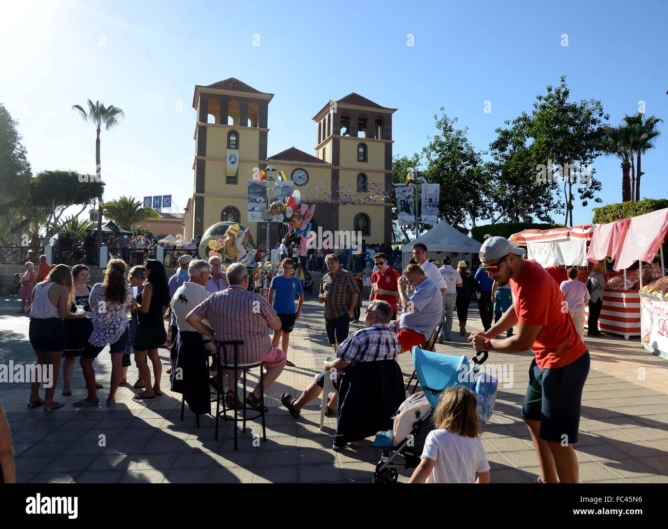 La Caleta, Costa Adeje, Tenerife. 20th January, 2016. Church of San Sebastian at Festival of San ...