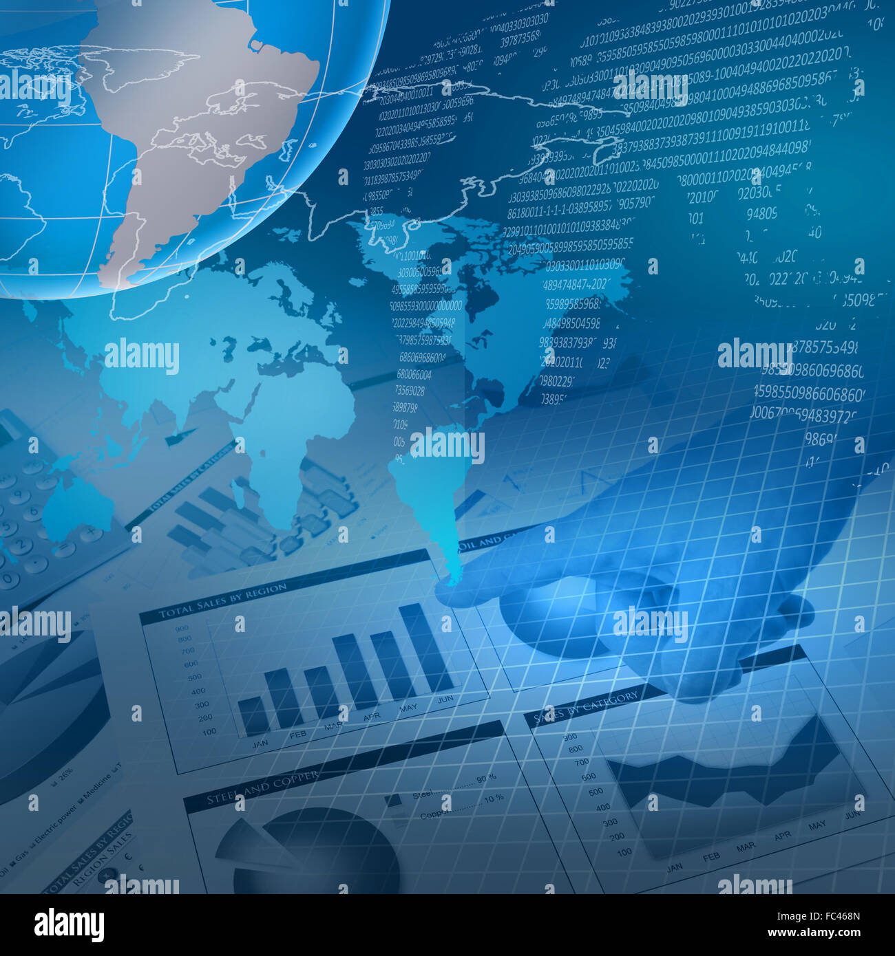 Colour collage with financial and business charts and graphs Stock ...