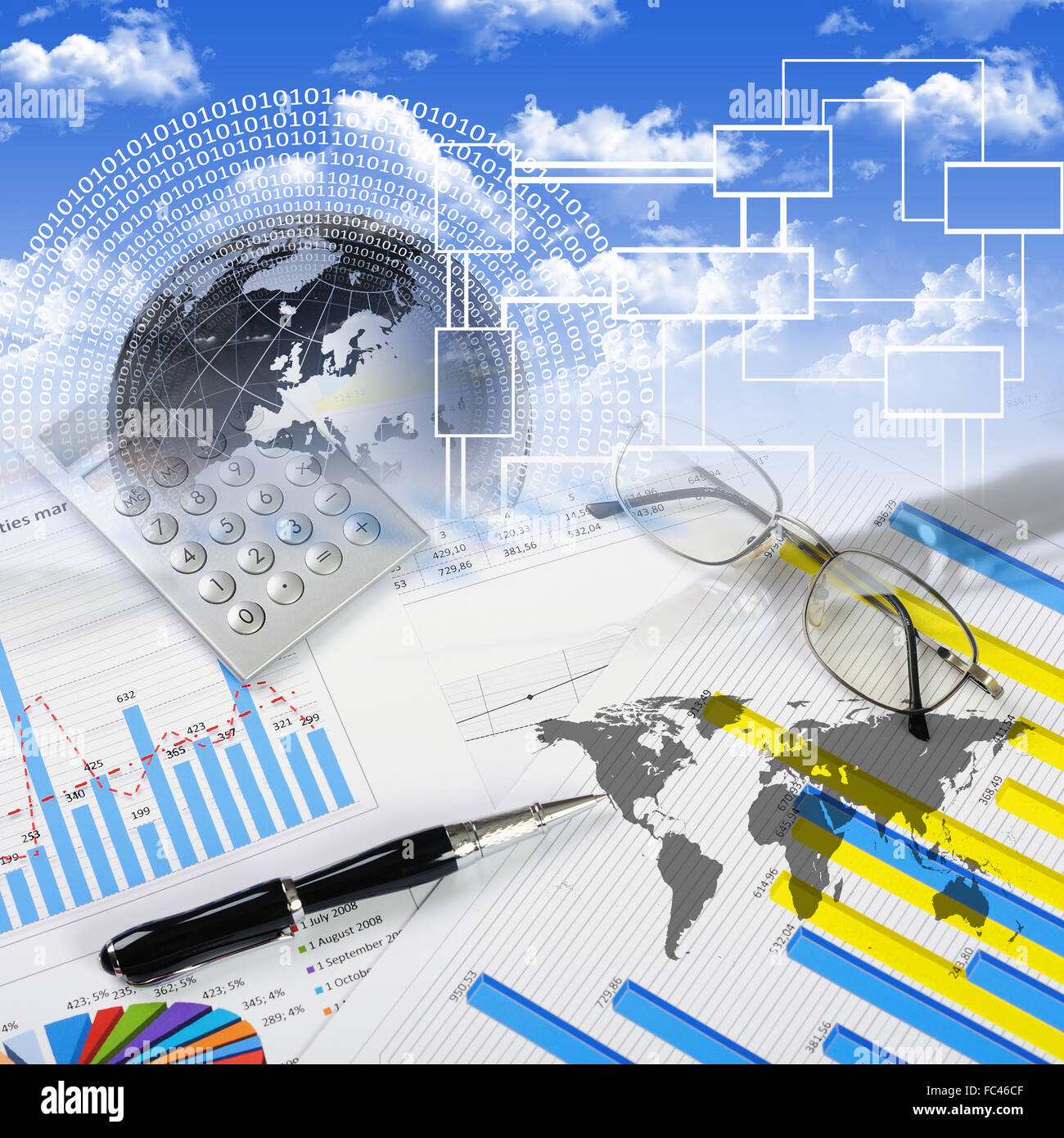 Business collage with financial and business charts and graphs Stock ...