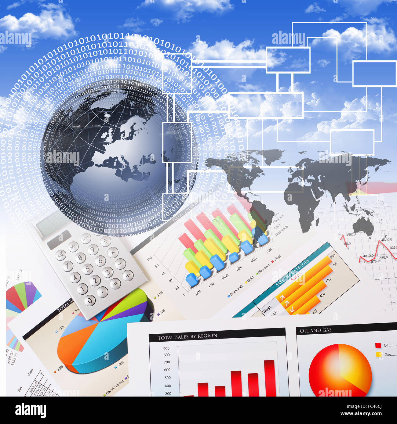 Business collage with financial and business charts and graphs Stock ...