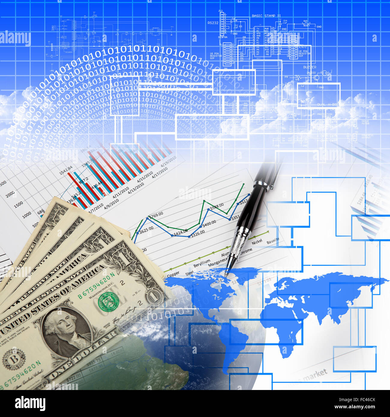 Business collage with financial and business charts and graphs Stock ...