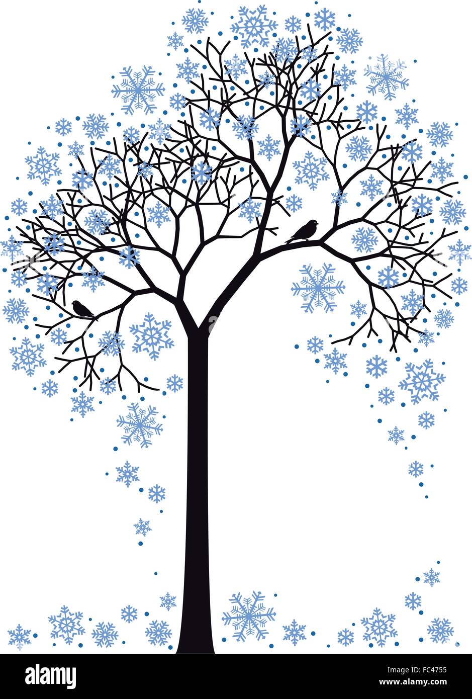 beautiful winter tree with snowflakes, vector background Stock Vector ...