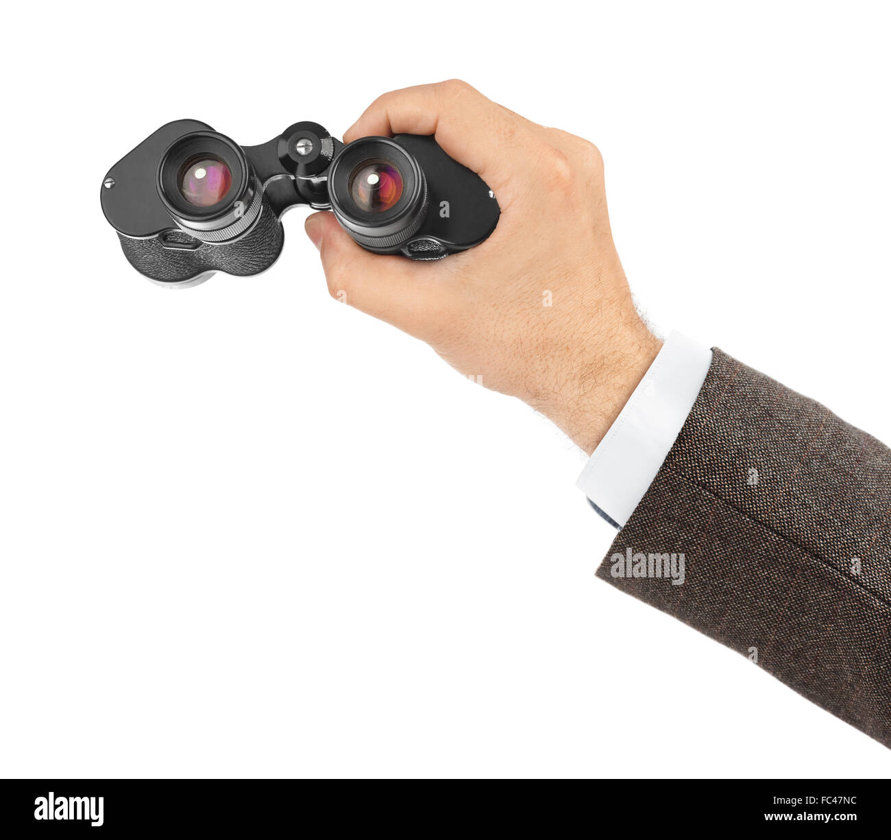 Hand with binoculars Stock Photo - Alamy