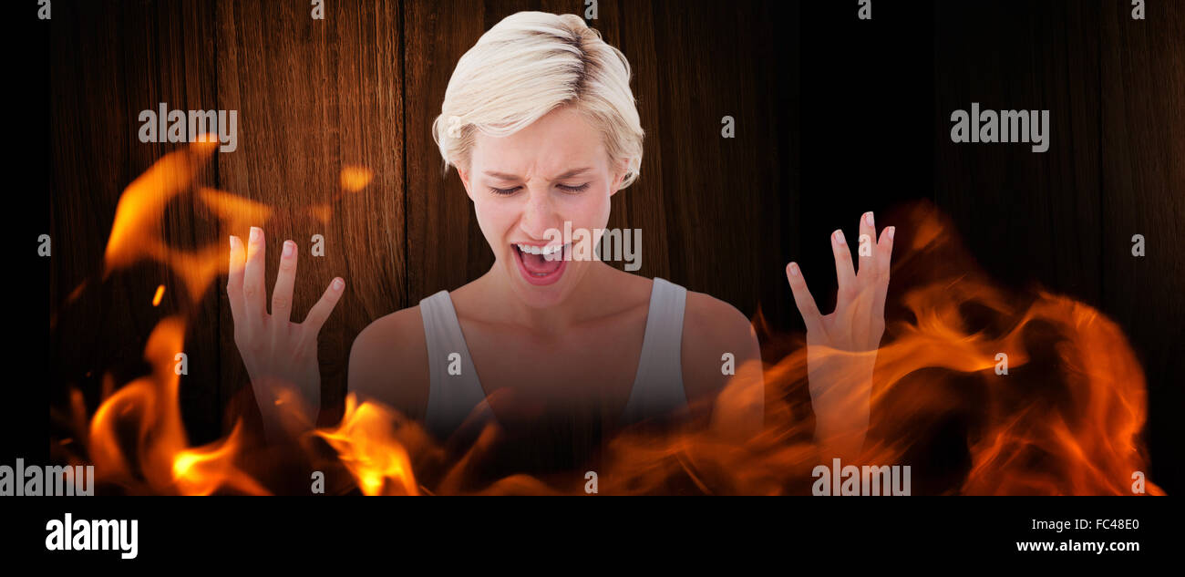 Angry blonde woman gesturing hands hi-res stock photography and images ...