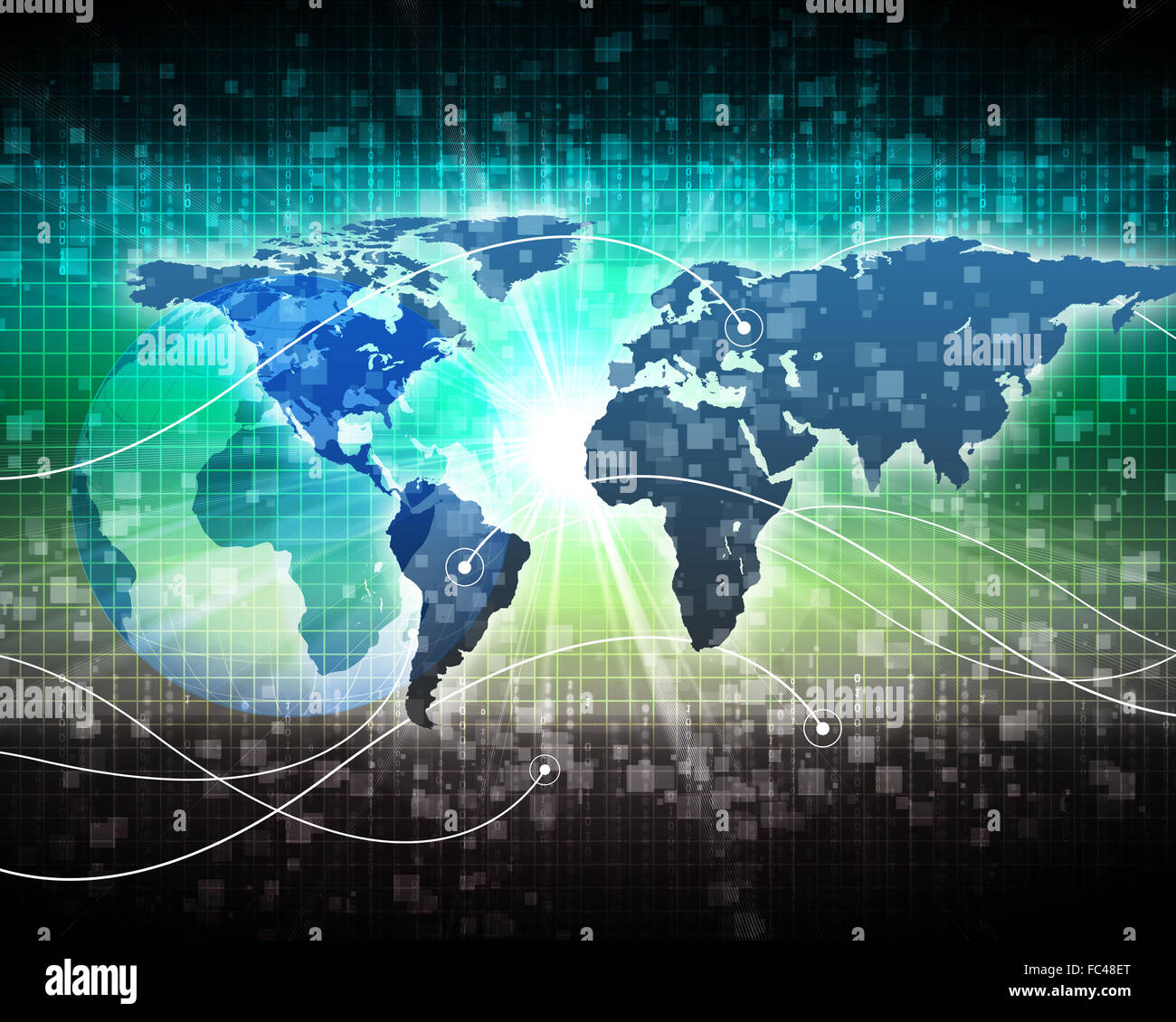 Abstract image of a social network. Map of the world Stock Photo - Alamy
