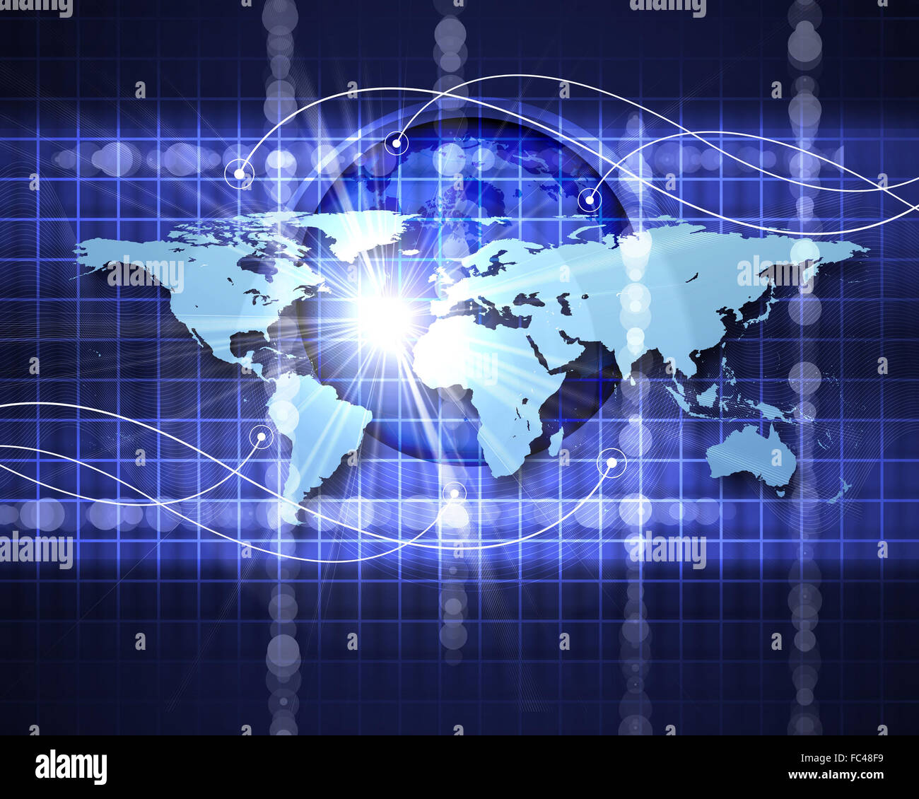 Abstract image of a social network. Map of the world Stock Photo - Alamy