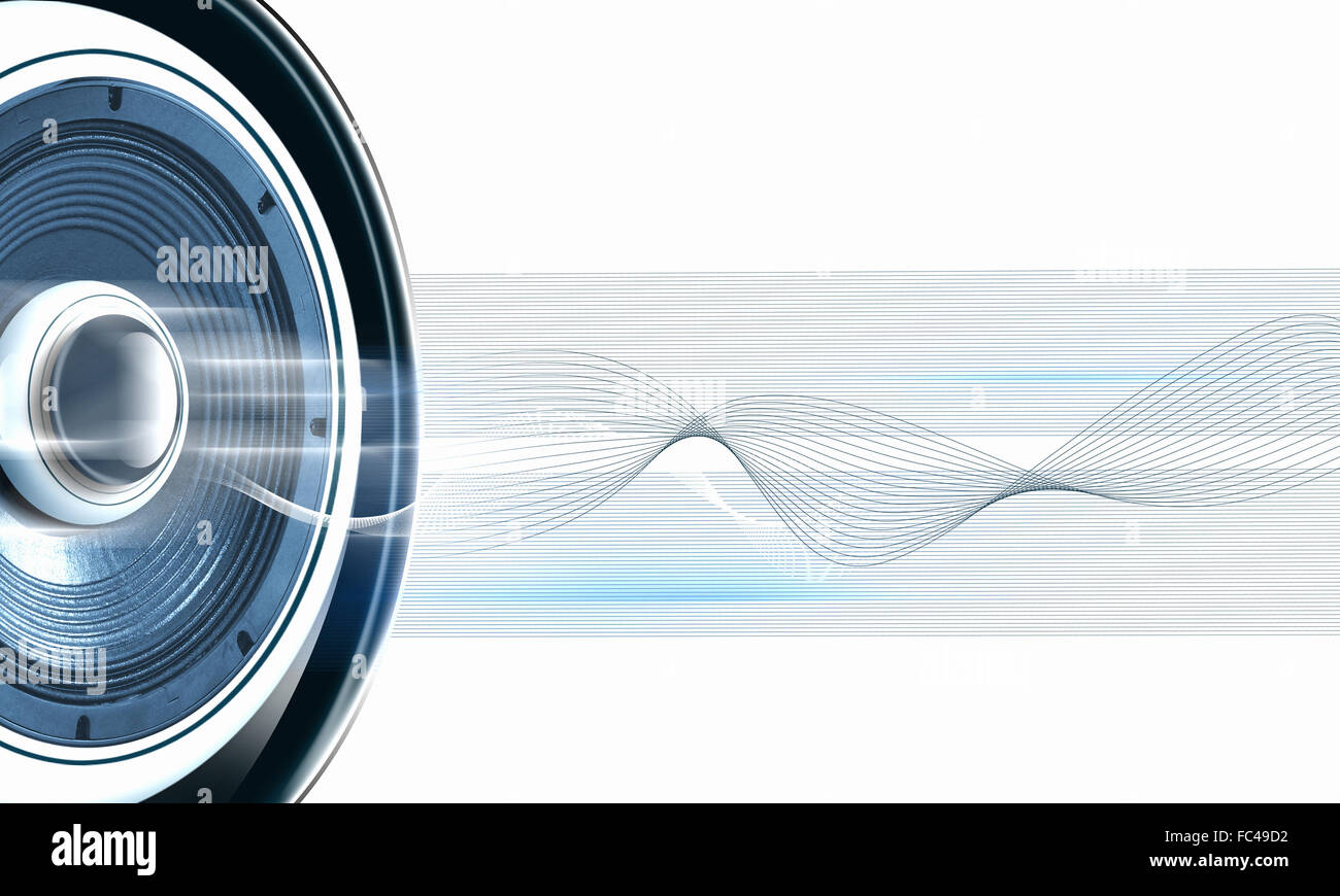 image of speakerphones and sound against white background Stock Photo ...