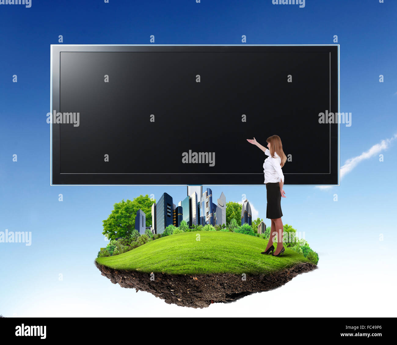 Business person standing near a blank billboard Stock Photo - Alamy