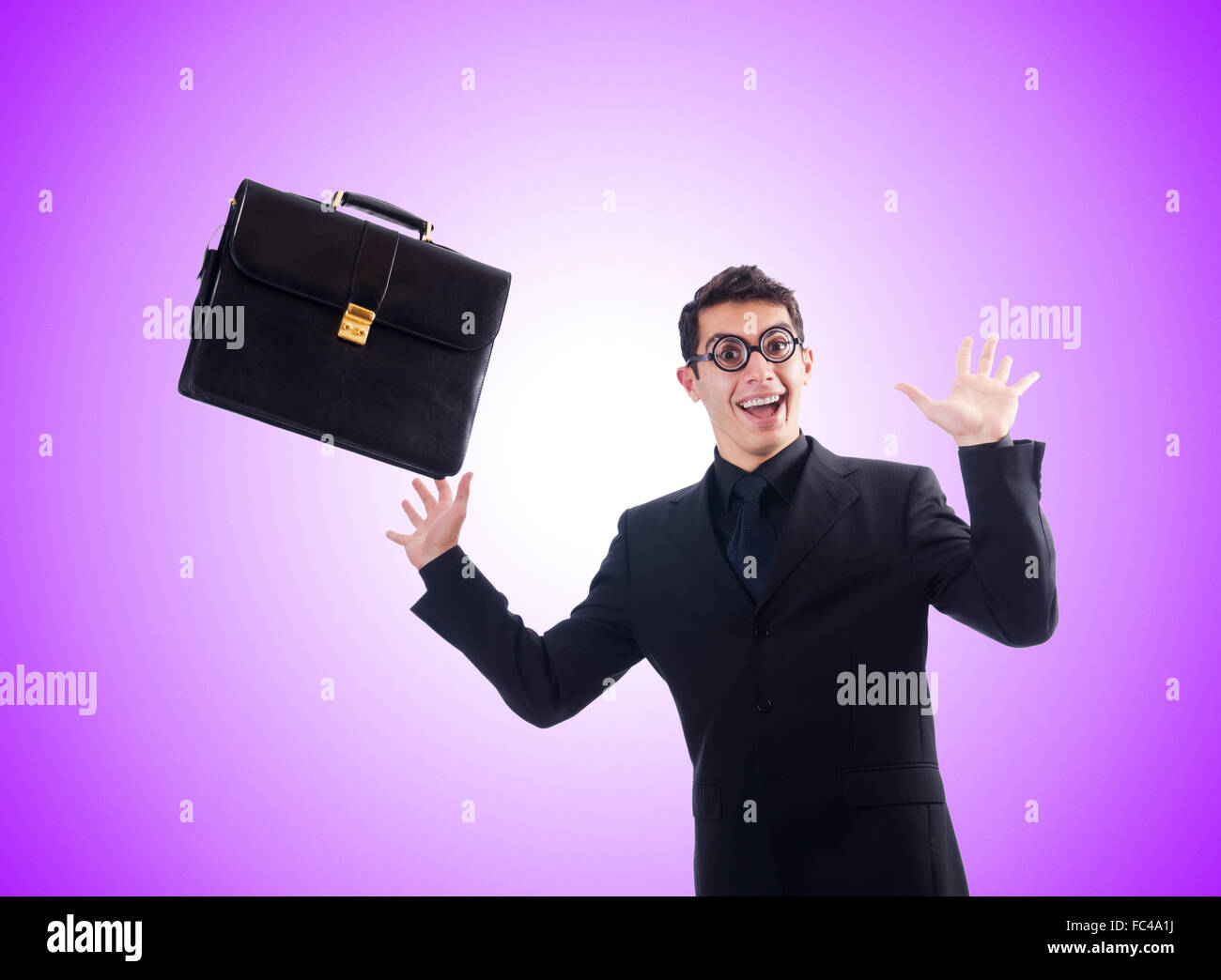 Nerd businessman against the gradient Stock Photo - Alamy