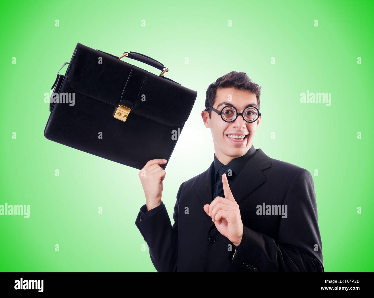 Nerd businessman against the gradient Stock Photo - Alamy