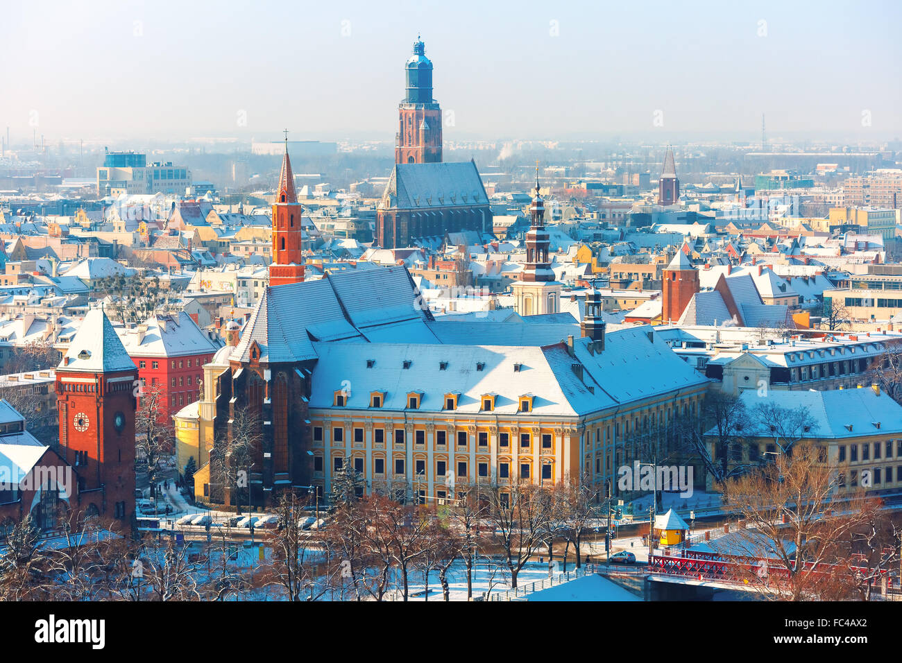 Aerial view of Wroclaw in the winter morning Stock Photo - Alamy