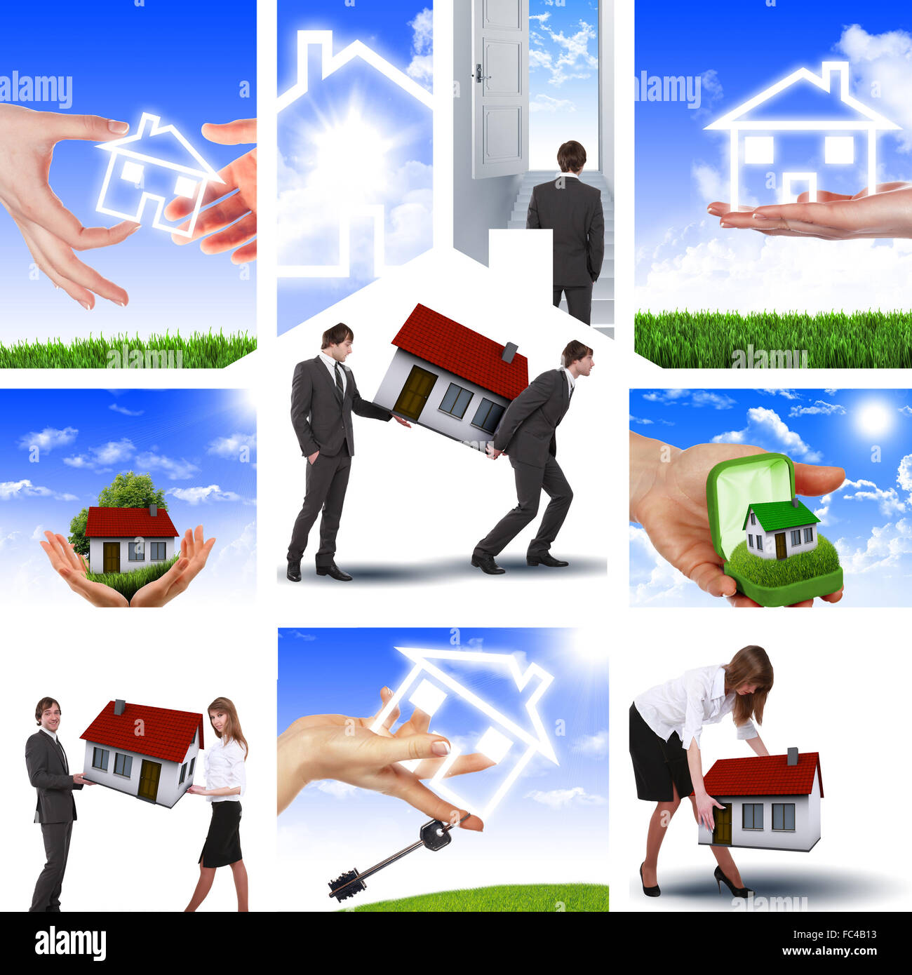 Symbol of a successful real estate business. Collage. Illustrations ...