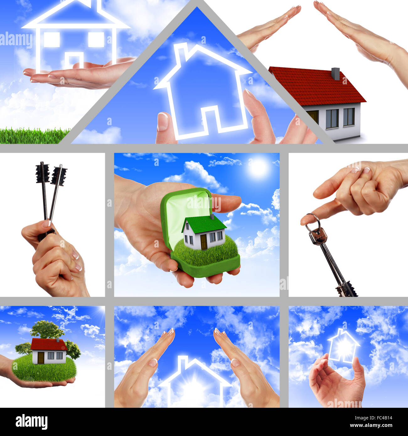 Symbol of a successful real estate business. Collage. Illustrations ...