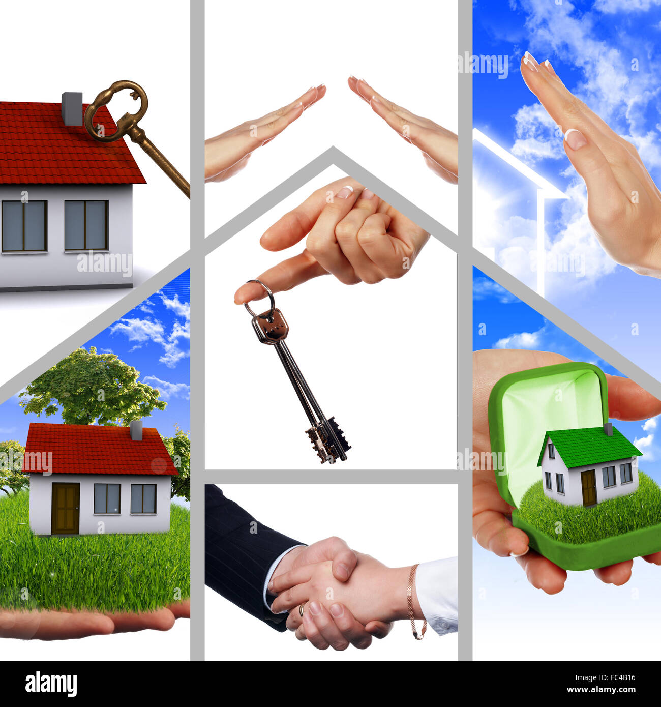 Symbol of a successful real estate business. Collage. Illustrations ...