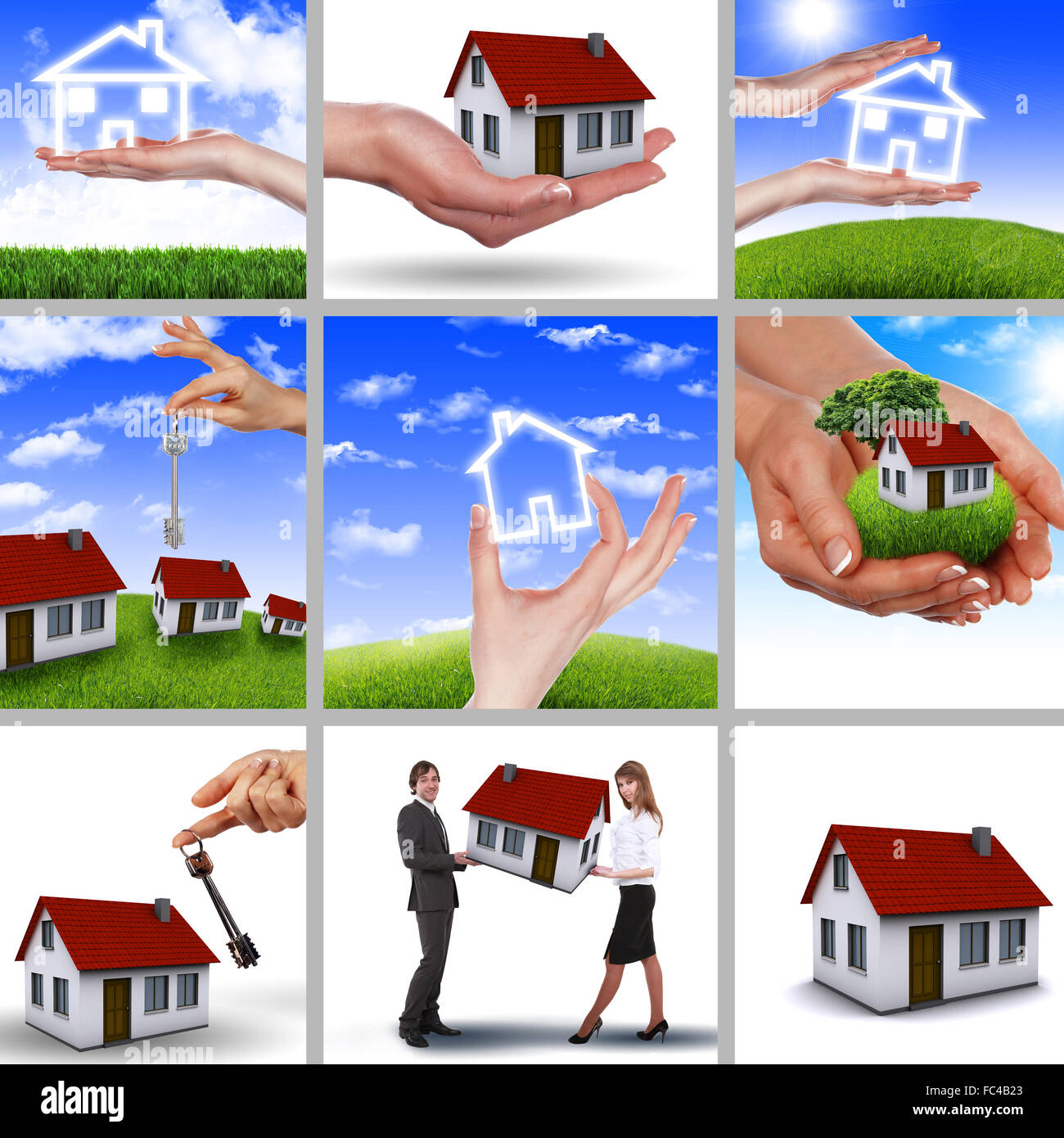 Symbol of a successful real estate business. Collage. Illustrations ...