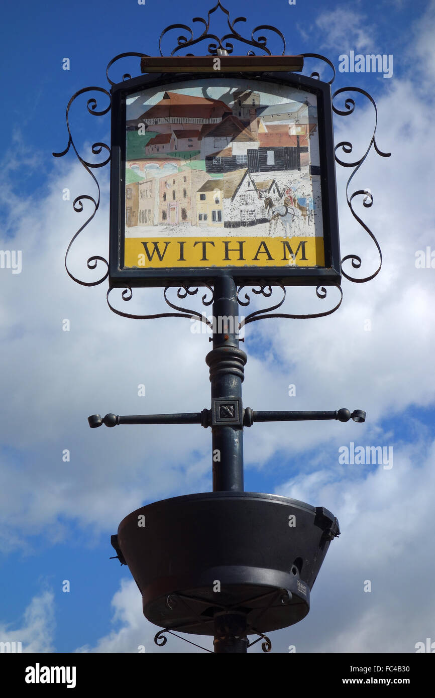 Witham town street sign, Essex Stock Photo - Alamy