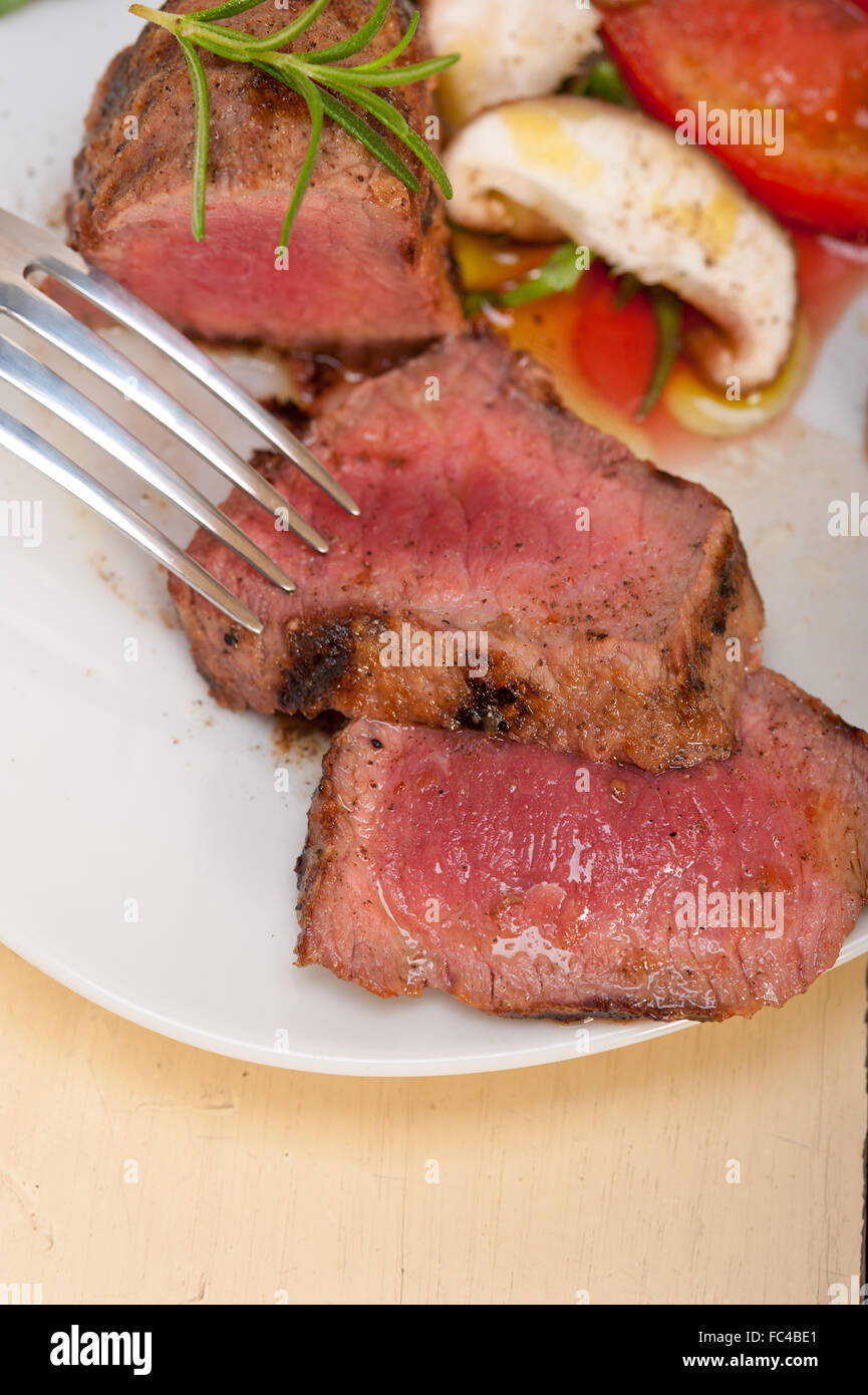 beef filet mignon grilled with vegetables Stock Photo - Alamy