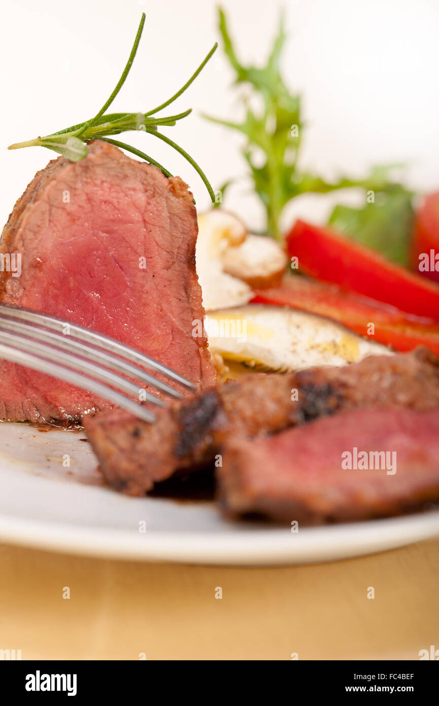beef filet mignon grilled with vegetables Stock Photo - Alamy