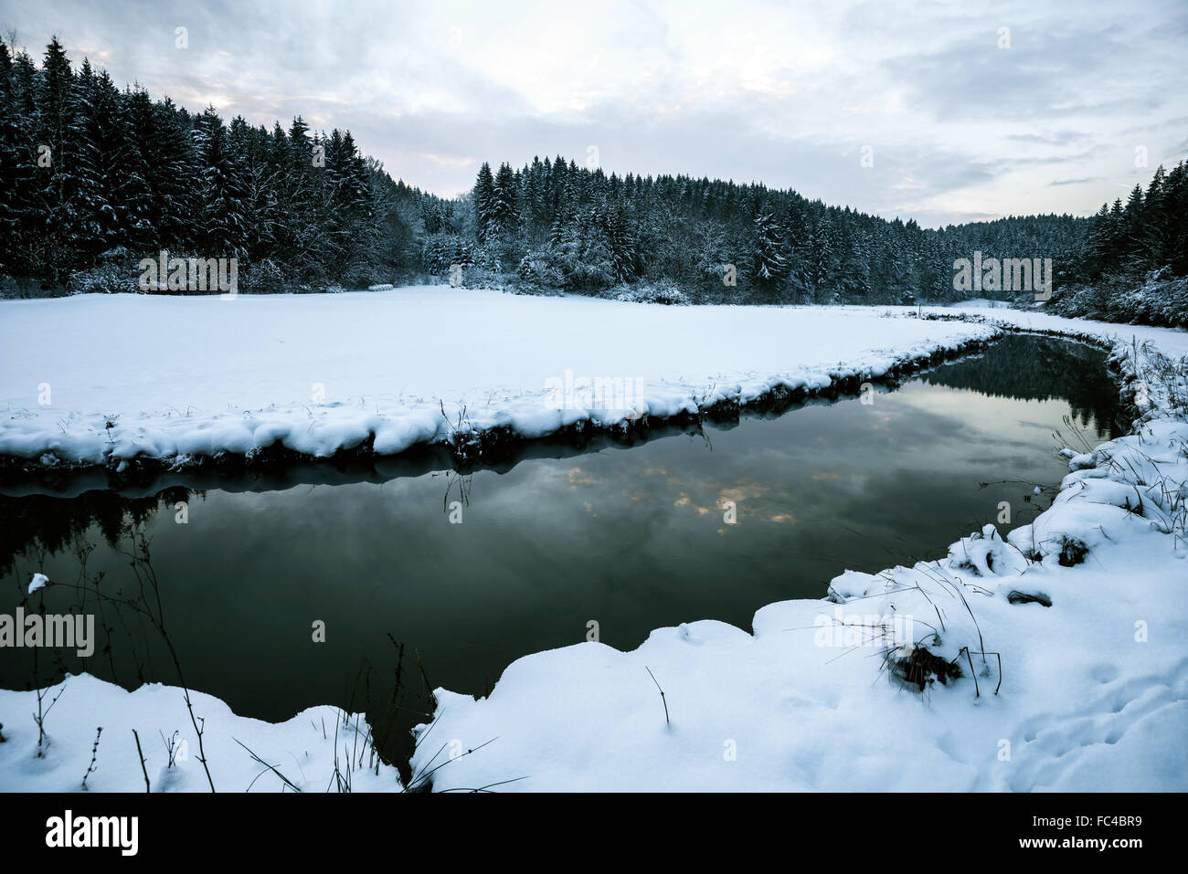 The Aufsess river near the Aufsess village in Germany, 20 January 2016 ...