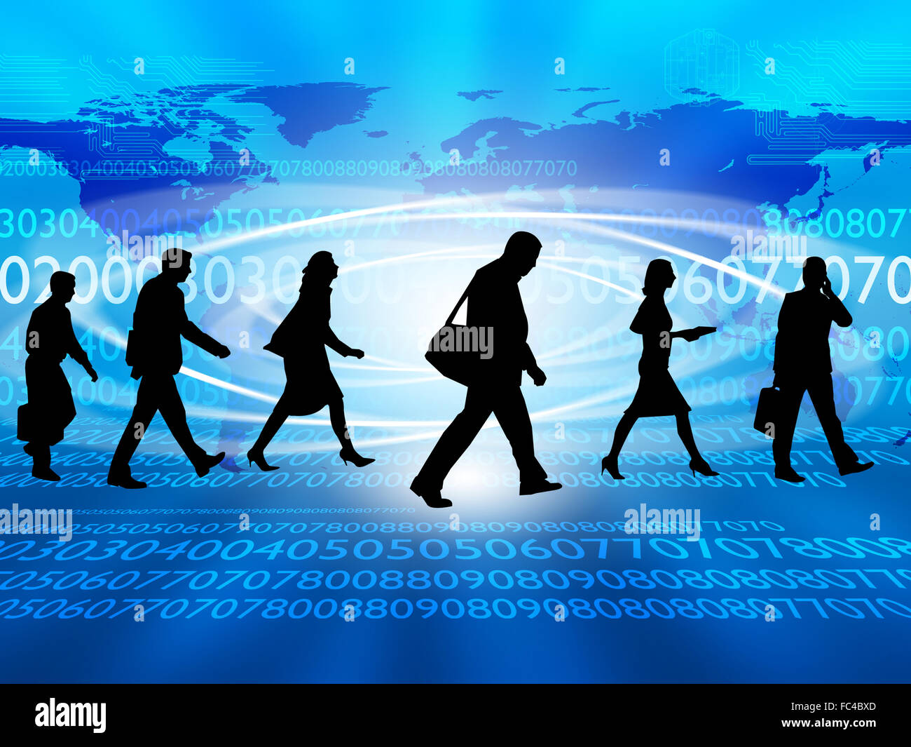 Silhouettes of people in the abstract business background Stock Photo ...